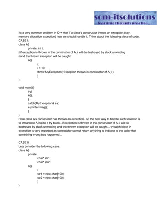 Exception Handling in the C++ Constructor | PDF