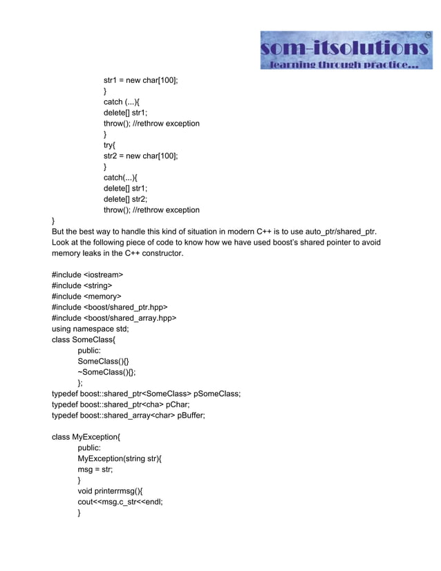 Exception Handling in the C++ Constructor | PDF
