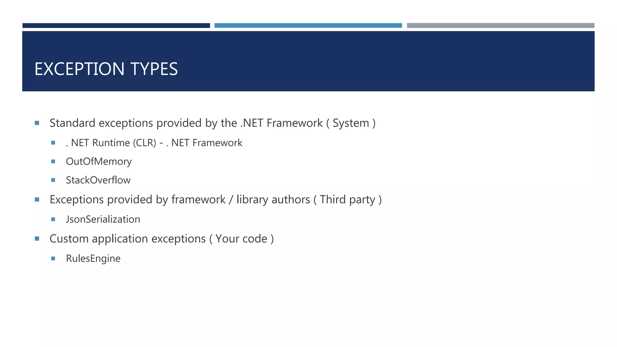Exception Guidelines In C Ppt