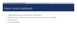 Exception guidelines in c# | PPT