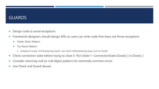 Exception guidelines in c# | PPT
