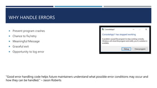 Exception guidelines in c# | PPT
