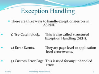 Exceptionhandelingin asp net | PPT