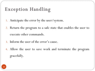 Exception handling | PPT | Programming Languages | Computing