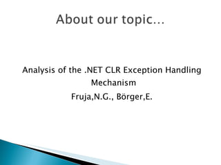 Exception Handling Mechanism in .NET CLR | PPT