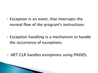Exception Handling Mechanism in .NET CLR | PPT