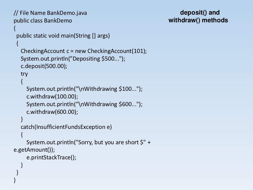 Exception handling in Java
