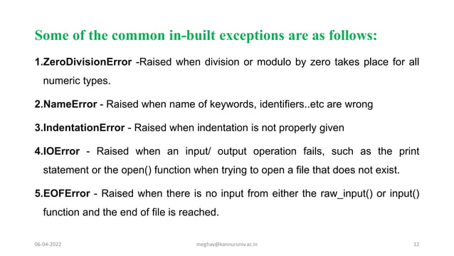 Python Exception Handling | PPTX