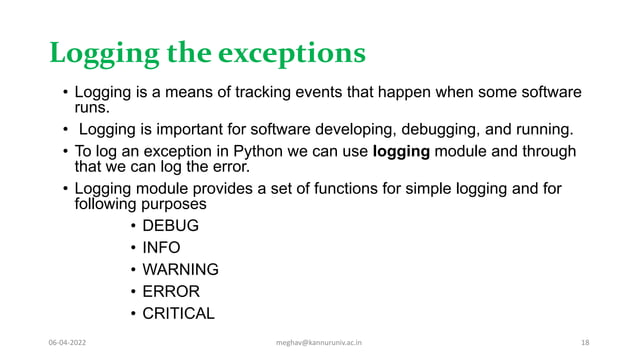 Python Exception Handling | PPTX