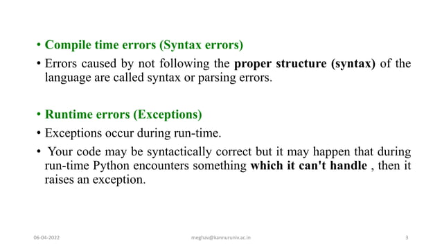 Python Exception Handling | PPTX