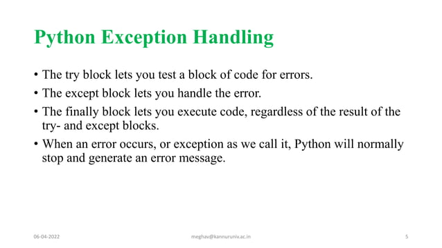 Python Exception Handling | PPTX