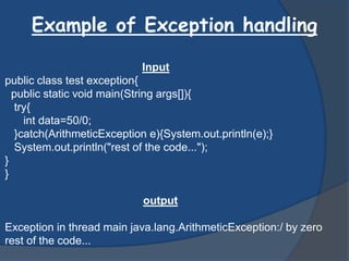 Exception handling | PPTX | Programming Languages | Computing