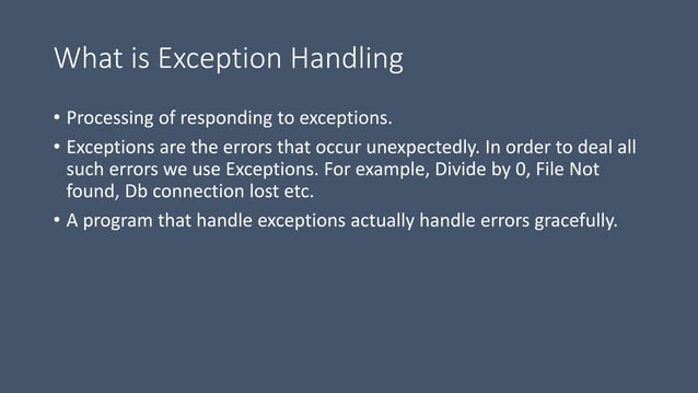 Exception handling in Python | PPTX | Programming Languages | Computing