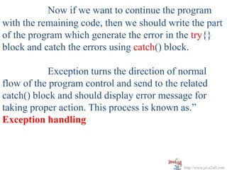 Java Exception handling | PPS