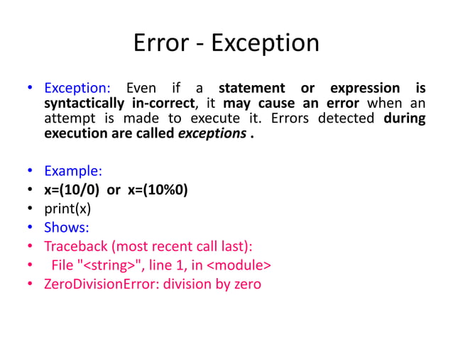 Exception handling and function in python | PPT