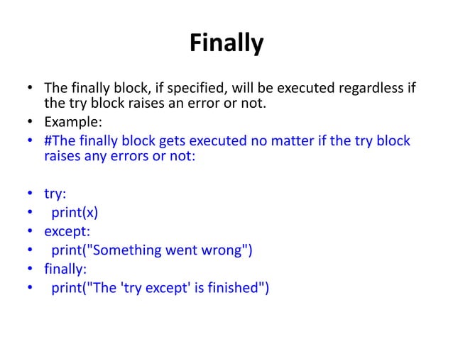 Exception handling and function in python | PPT