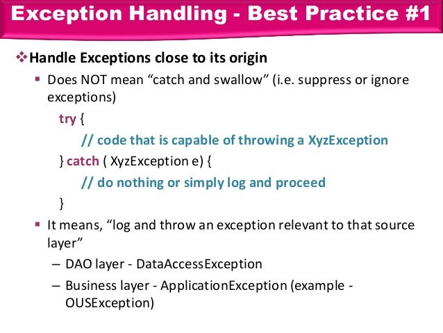 Exception handling and logging best practices