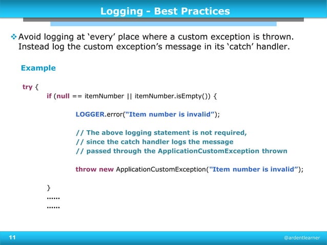 Exception handling & logging in Java - Best Practices (Updated)