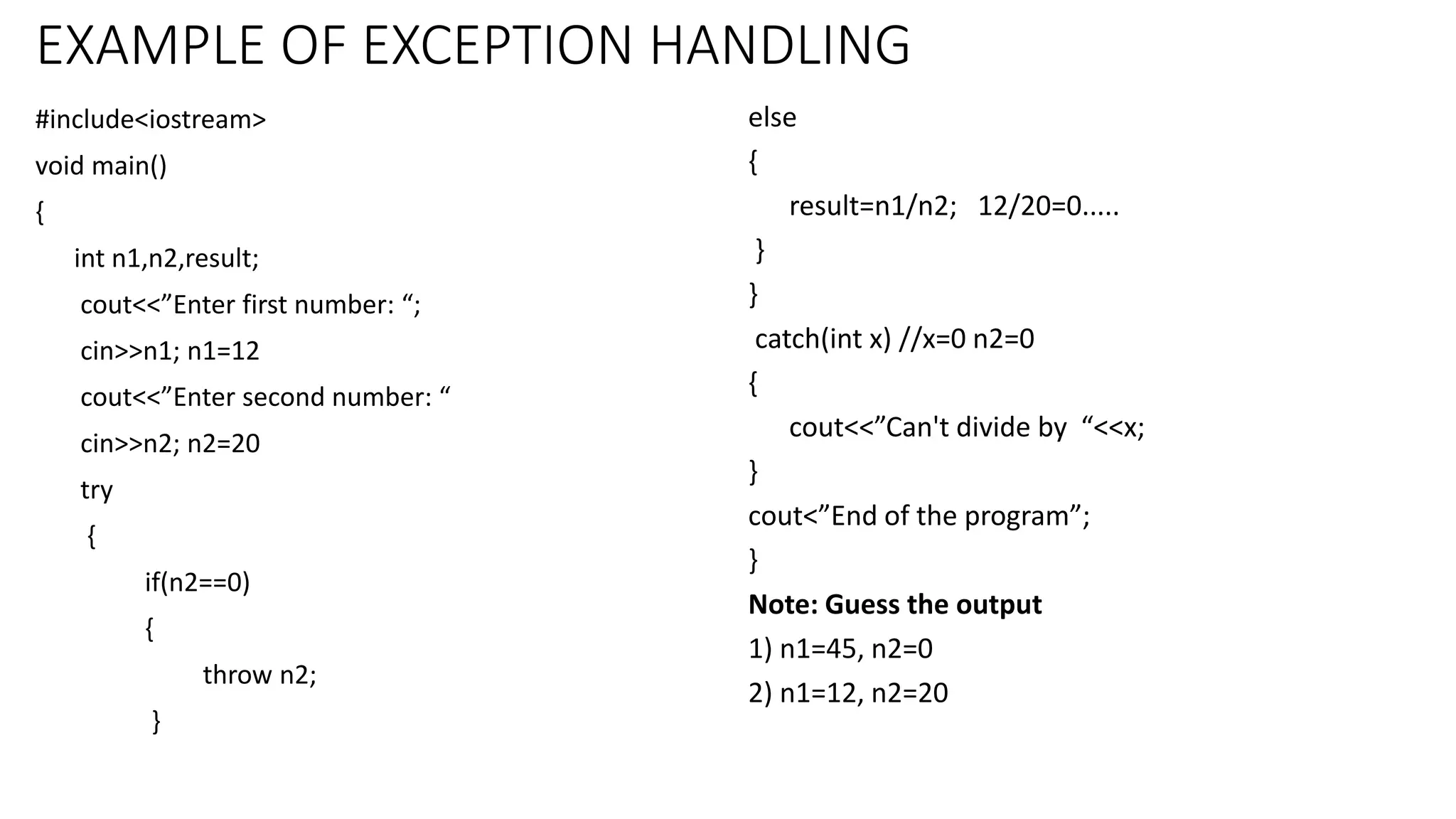 Exception handling c++ | PPTX