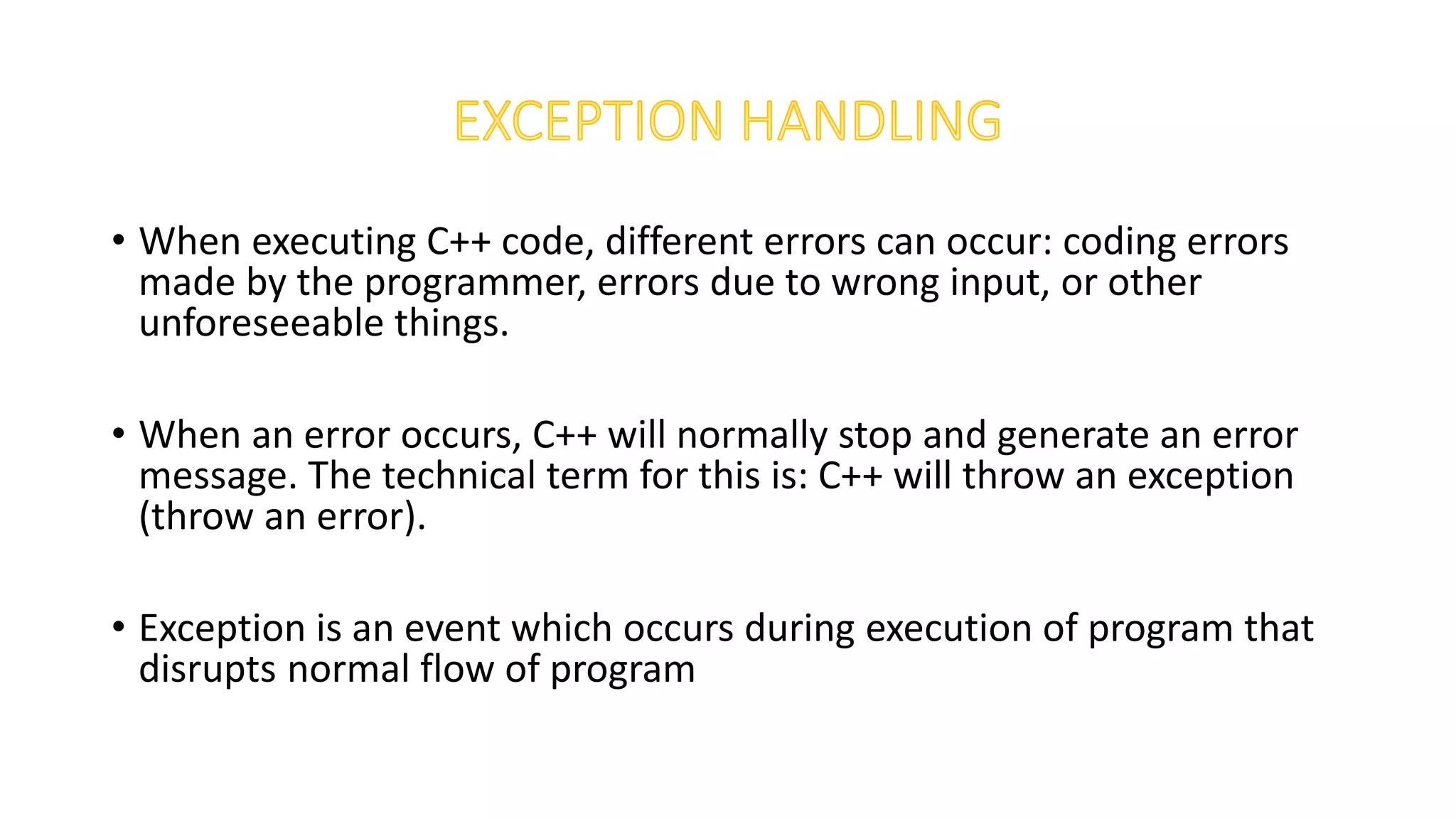 Exception handling c++ | PPT Exception handling c++ | PPT