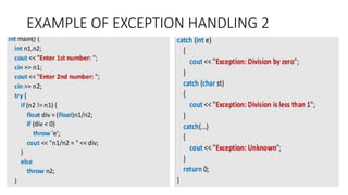 Exception handling c++ | PPTX