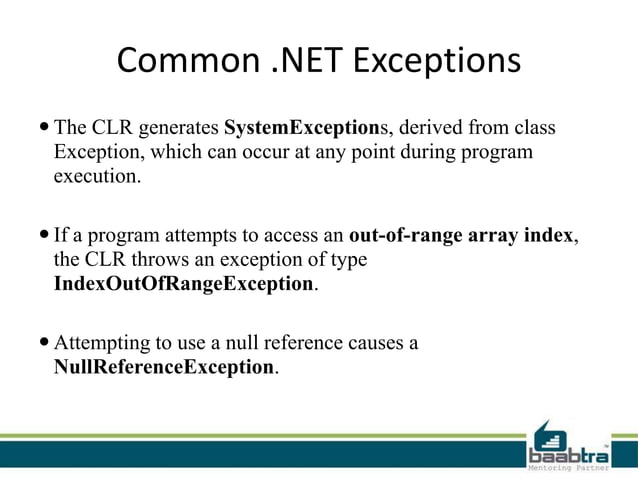 Exception handling in .net