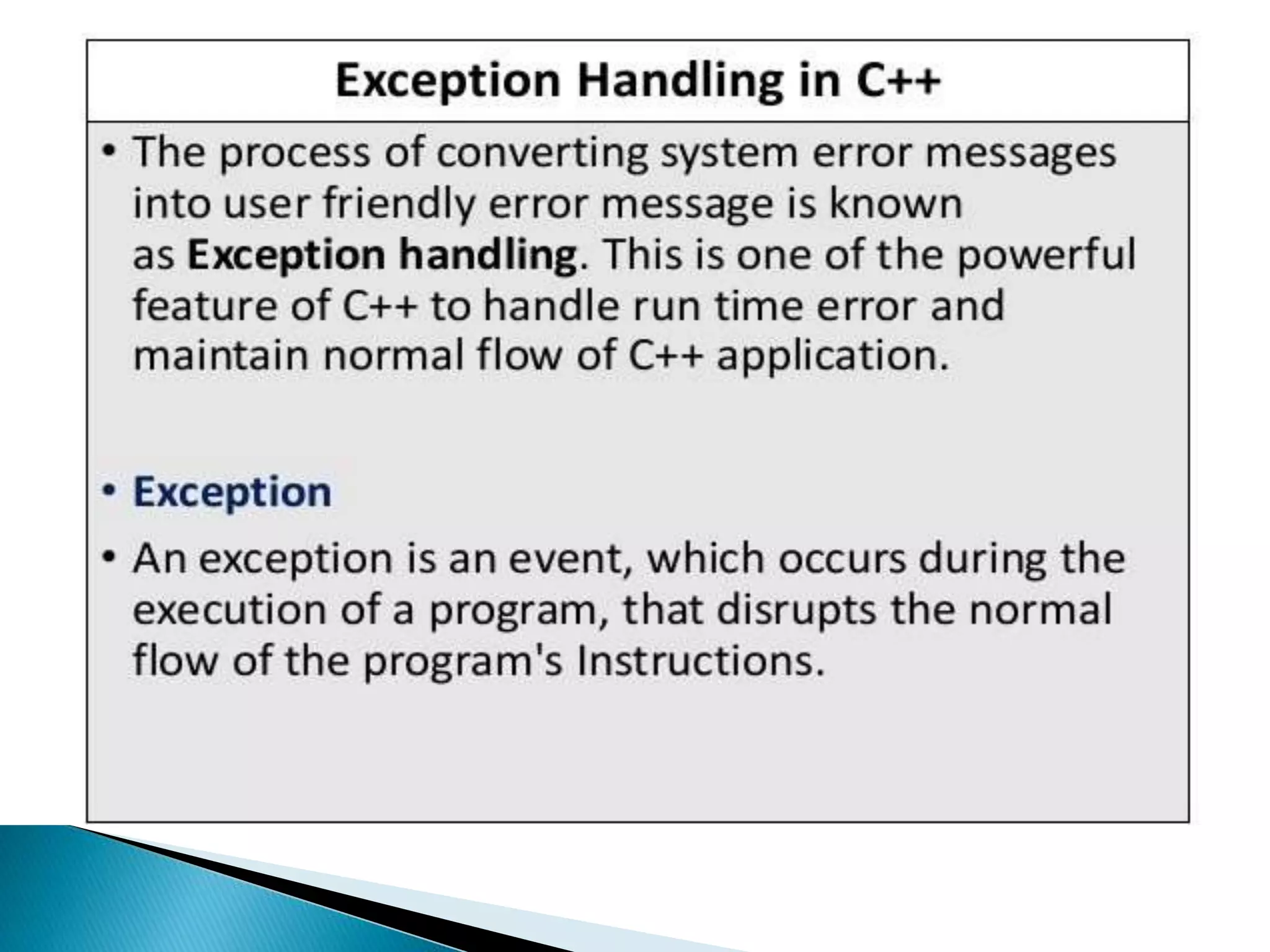 Exception handling in c++ | PPTX