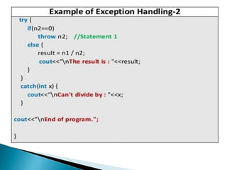 Exception handling in c++ | PPTX