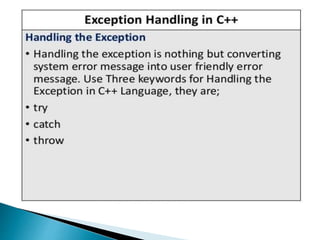 Exception handling in c++ | PPTX
