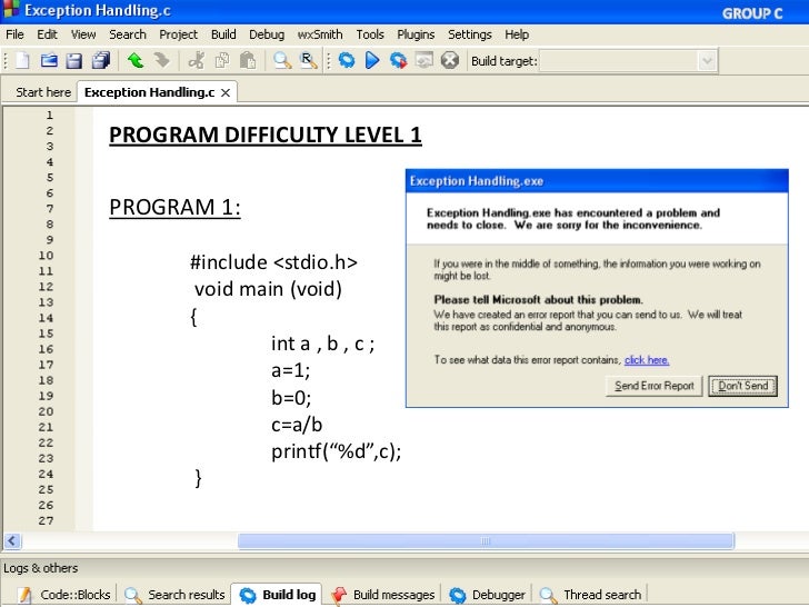 Exception handling in c programming