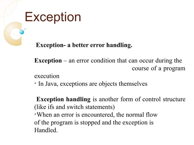 Exception Handling In Java Odp Programming Languages Computing