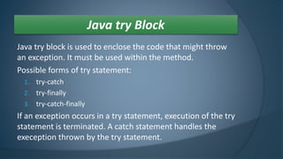 Exception handling in java | PPTX
