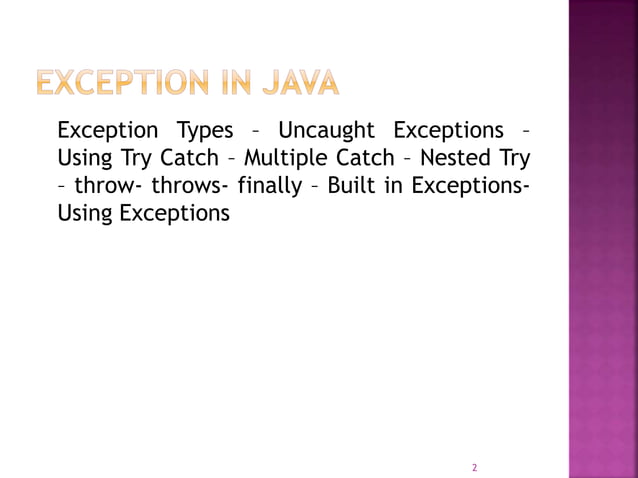 Exception handling in java | PPT