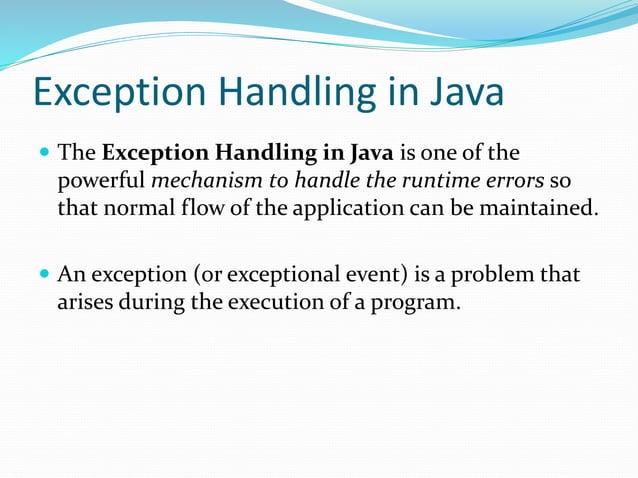 Exception handling in java | PPT