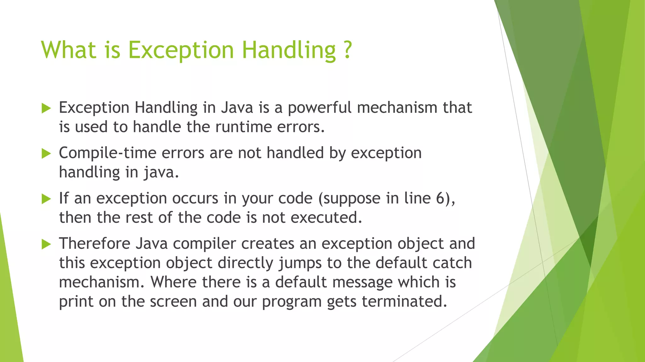 Exception handling in Java | PPTX | Programming Languages | Computing