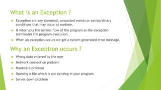 Exception handling in Java | PPTX