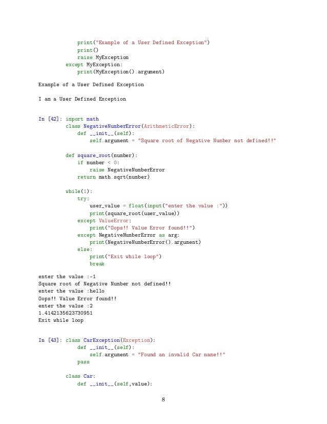 Exception handling in python
