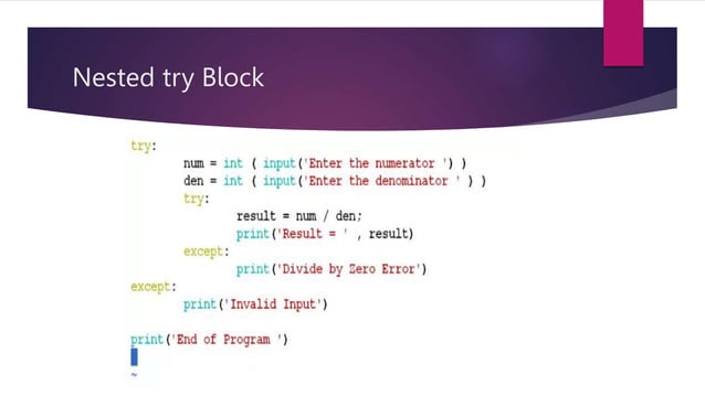 EXCEPTION HANDLING IN PYTHON For students .py.pptx | Programming ...