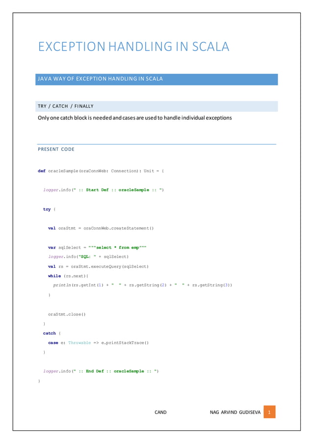 Exception Handling in Scala | PDF