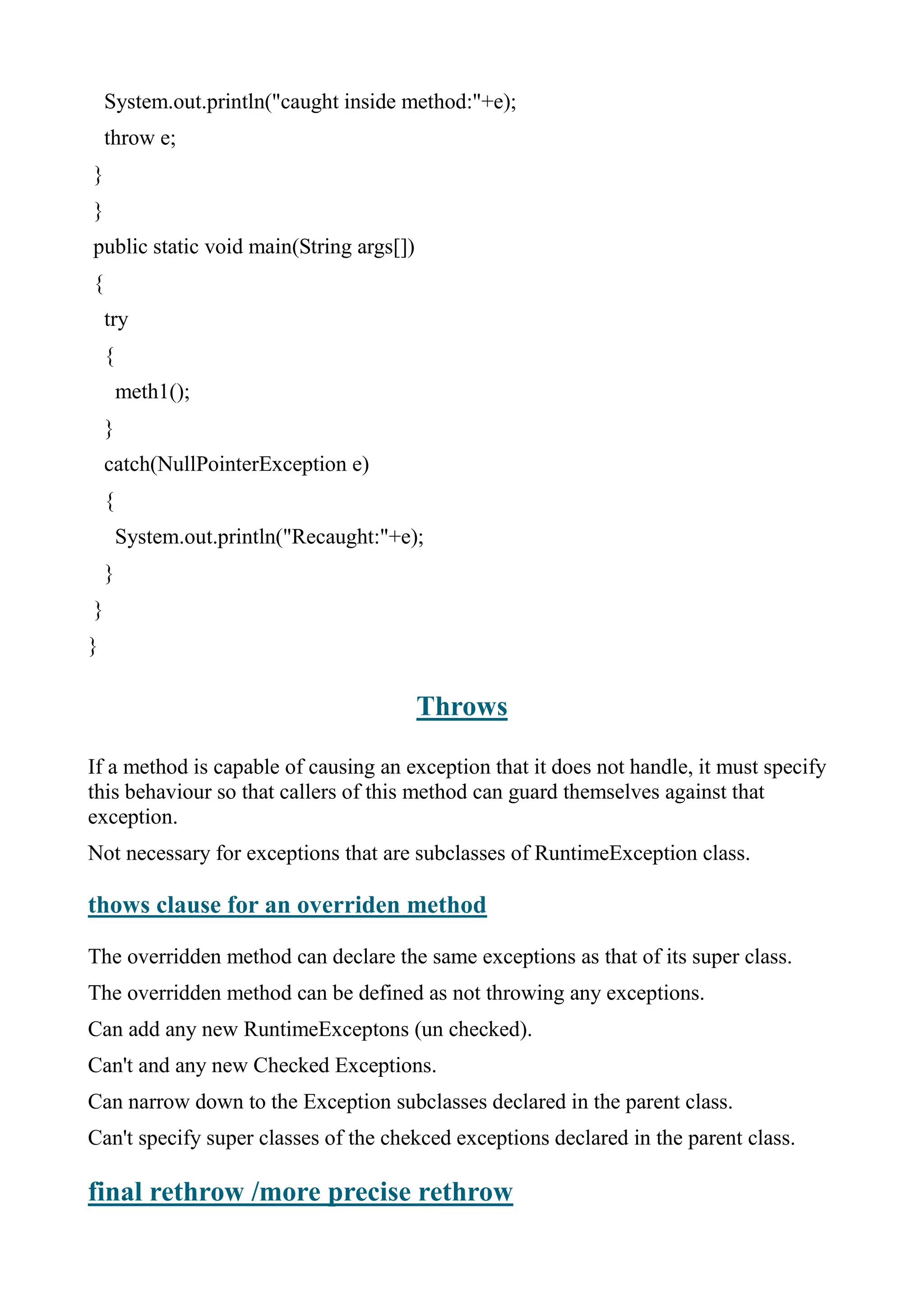 Exception Handling Notes In Java Exception Pdf Programming
