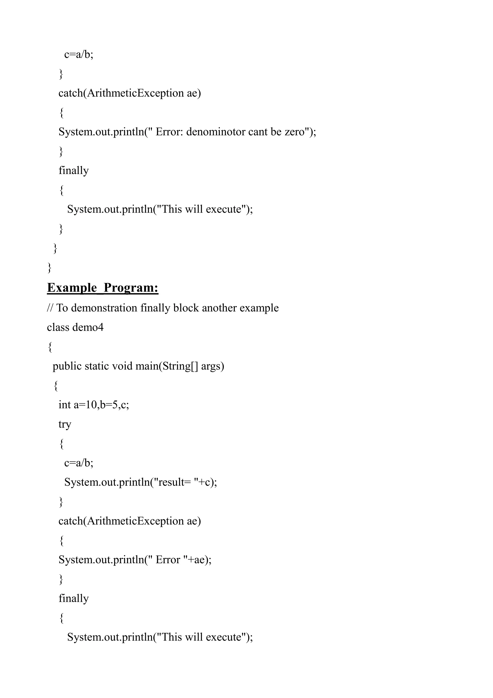 Exception Handling notes in java exception | PDF Exception Handling notes in java exception | PDF