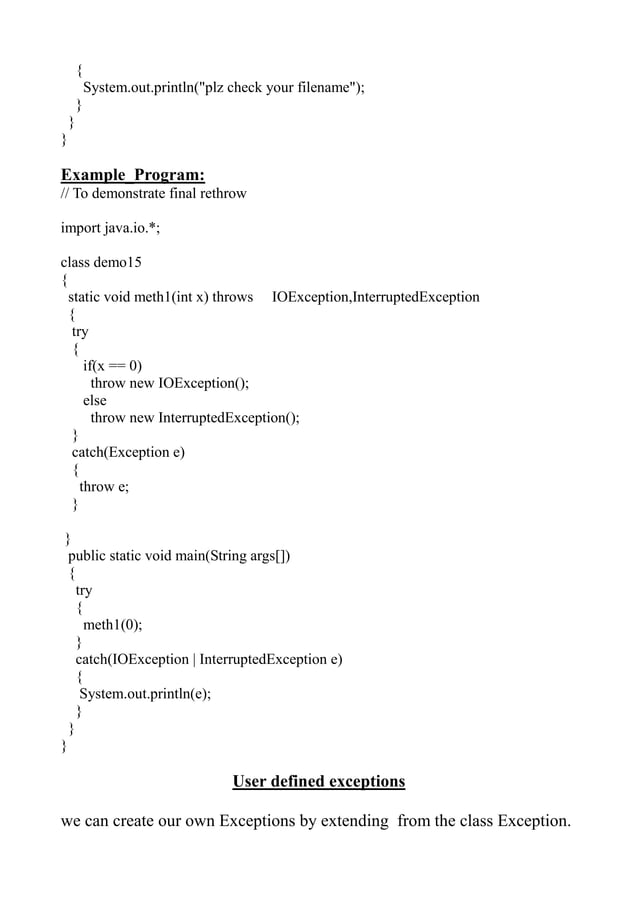 Exception Handling notes in java exception | PDF Exception Handling notes in java exception | PDF