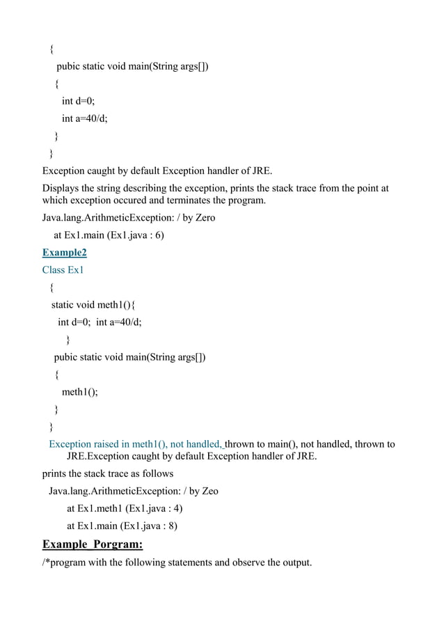 Exception Handling notes in java exception | PDF | Programming ... Exception Handling notes in java exception | PDF | Programming ...