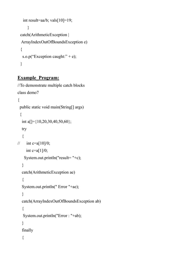 Exception Handling notes in java exception | PDF Exception Handling notes in java exception | PDF