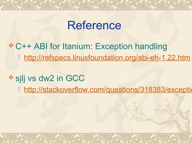 Exception handling poirting in gcc | PPT