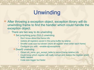 Exception handling poirting in gcc | PPT