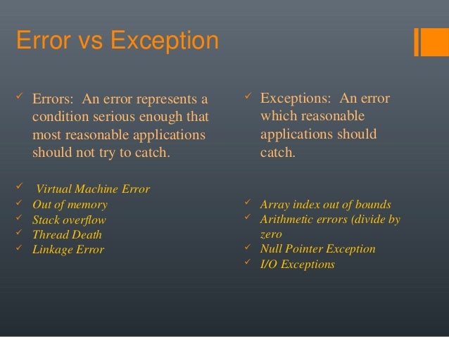 Exception Handling in JAVA Exception Handling in JAVA