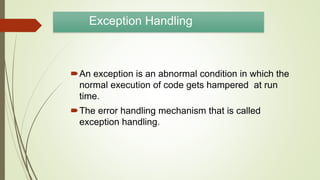Exception handling in java | PPT