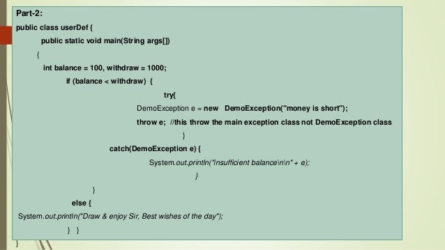 Exception handling in java