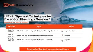 UiPath Tips and Techniques for Exception Planning - Session 1 | PPT